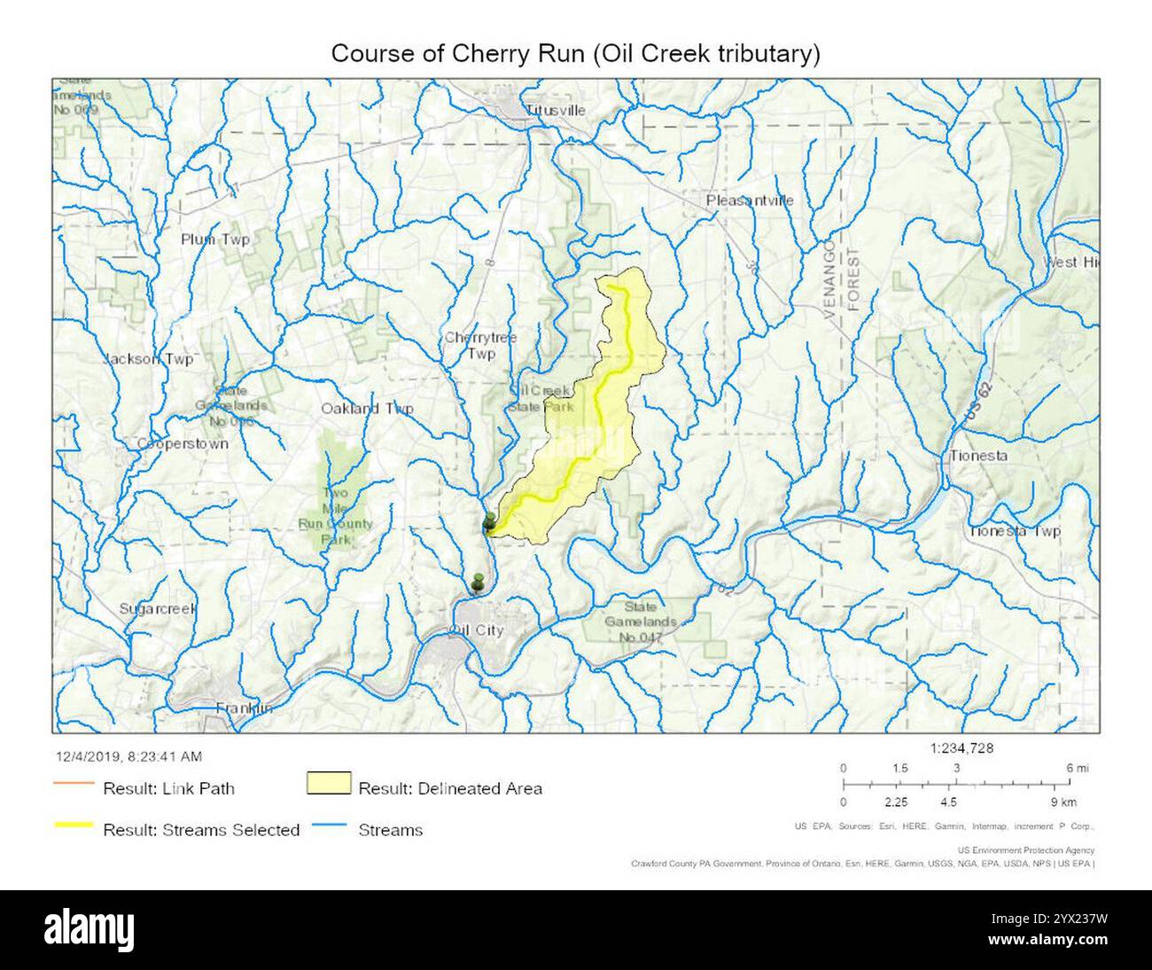 Course of Cherry Run (Oil Creek tributary Stock Photo - Alamy