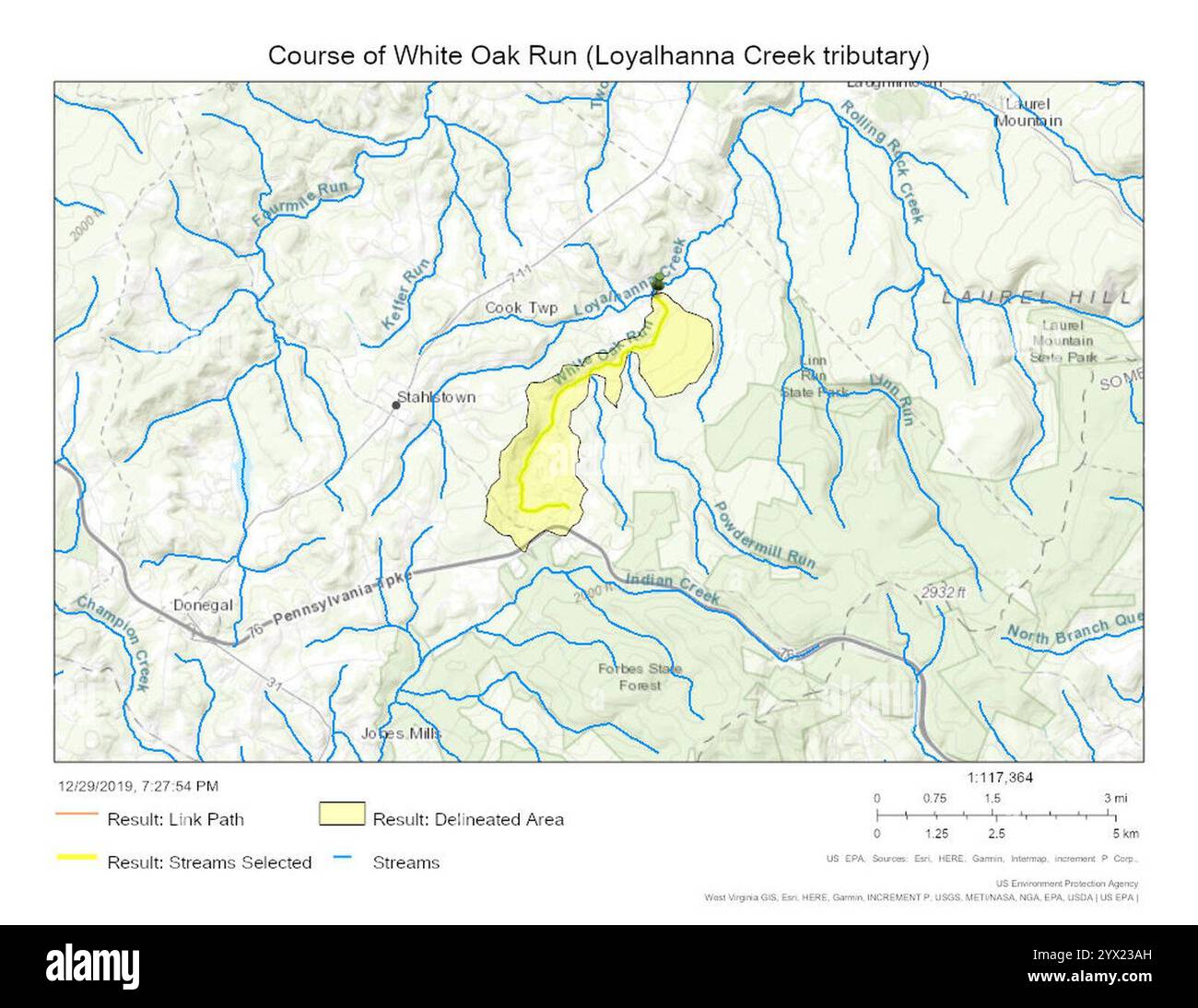 Course of White Oak Run (Loyalhanna Creek tributary Stock Photo - Alamy