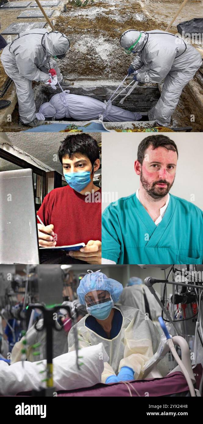 COVID-19 pandemic collage Stock Photo - Alamy