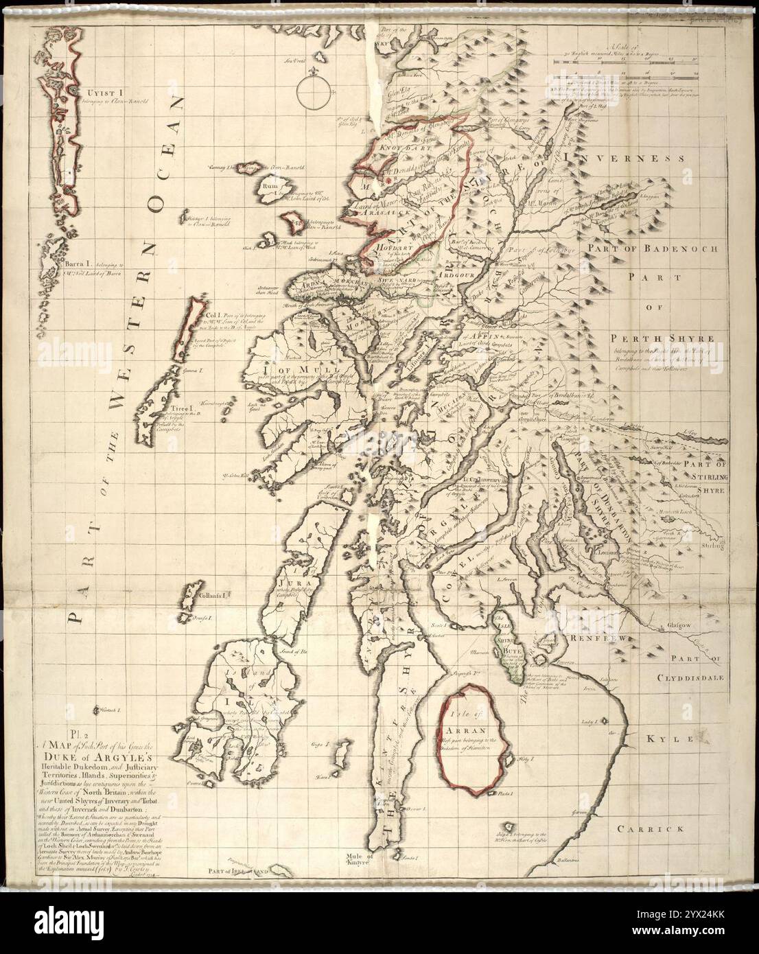 Cowley Argyll Map 1734 Stock Photo - Alamy