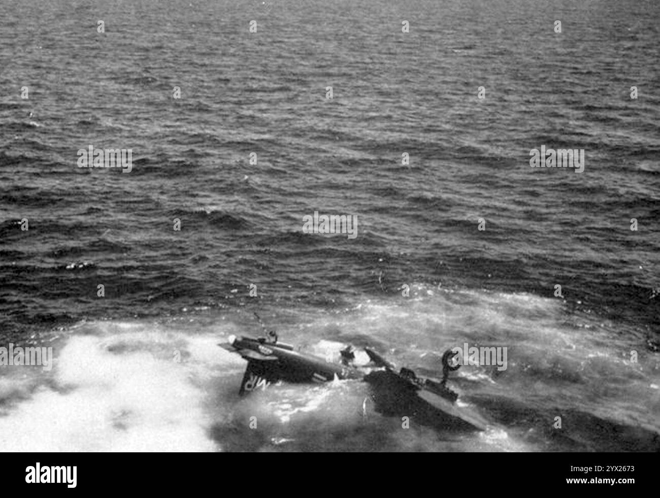 Crashed Vought F4U-4 Corsair of VMA-332 off USS Point Cruz (CVE-119 ...