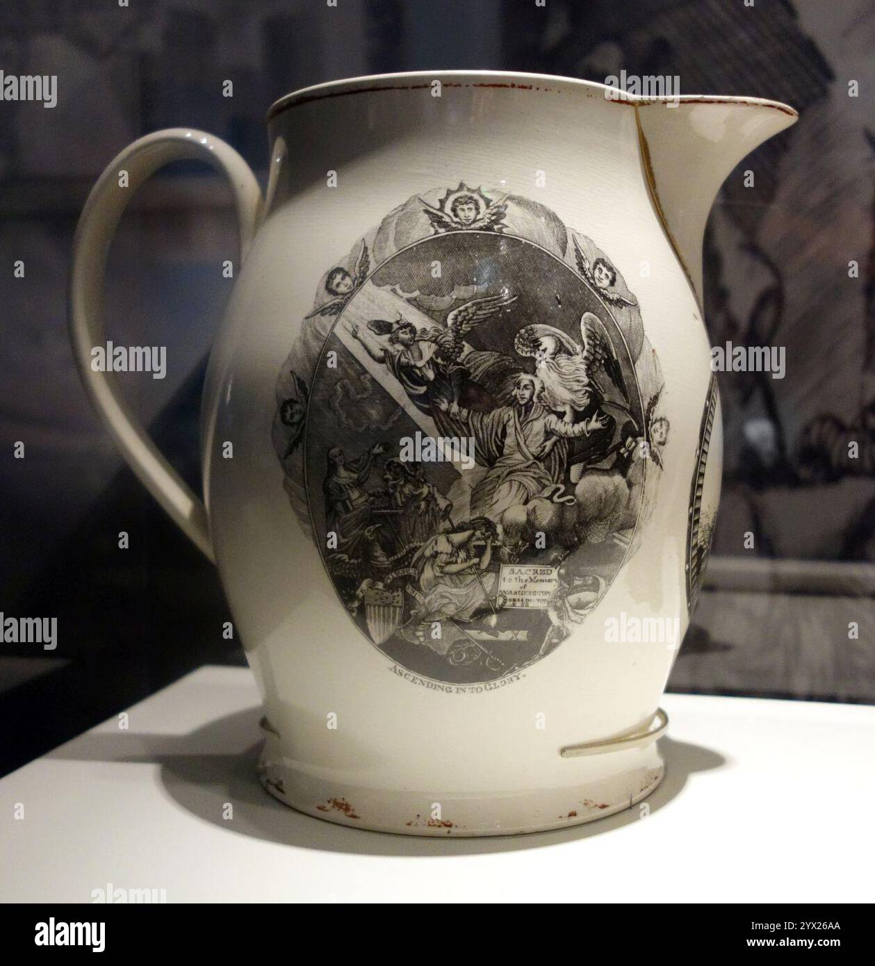 Creamware pitcher - George Washington ascending to glory by Barrelet ...