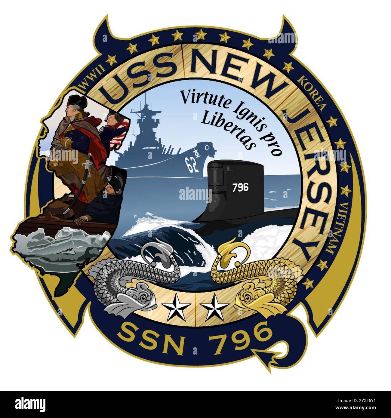 Crest of USS New Jersey (SSN-796 Stock Photo - Alamy