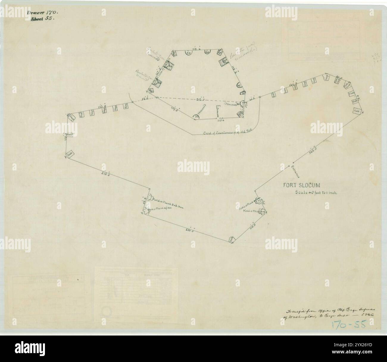 Crest line of Fort Slocum With positions of gun platforms Stock Photo ...