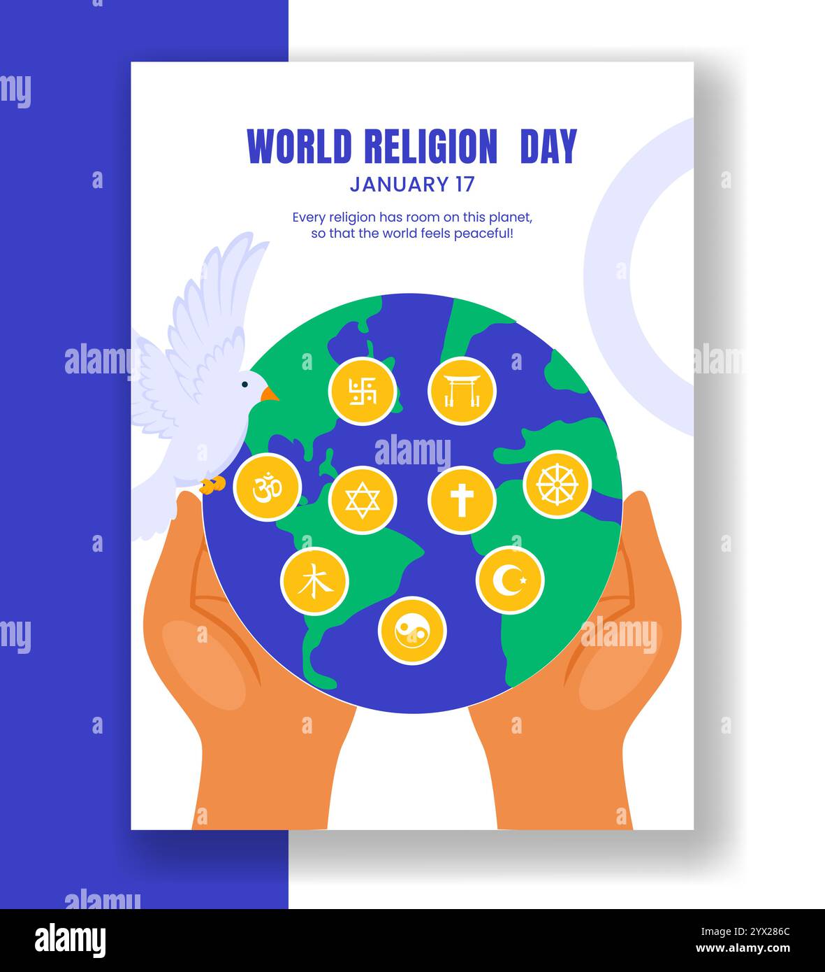 Flat Cartoon Illustration for World Religion Day Celebration Vertical ...