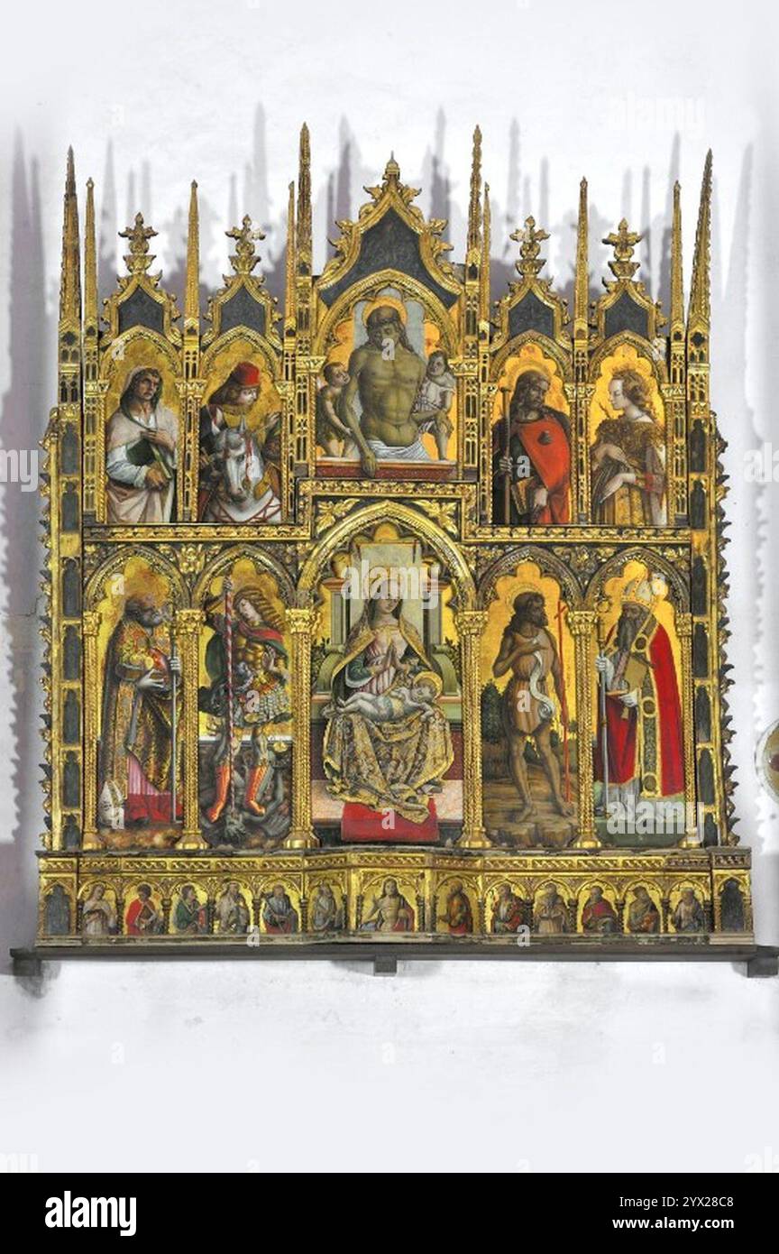 Crivelli Carlo-Crivelli Vittore sec. XV, Madonna in trono con Bambino e santi Stock Photo - Alamy