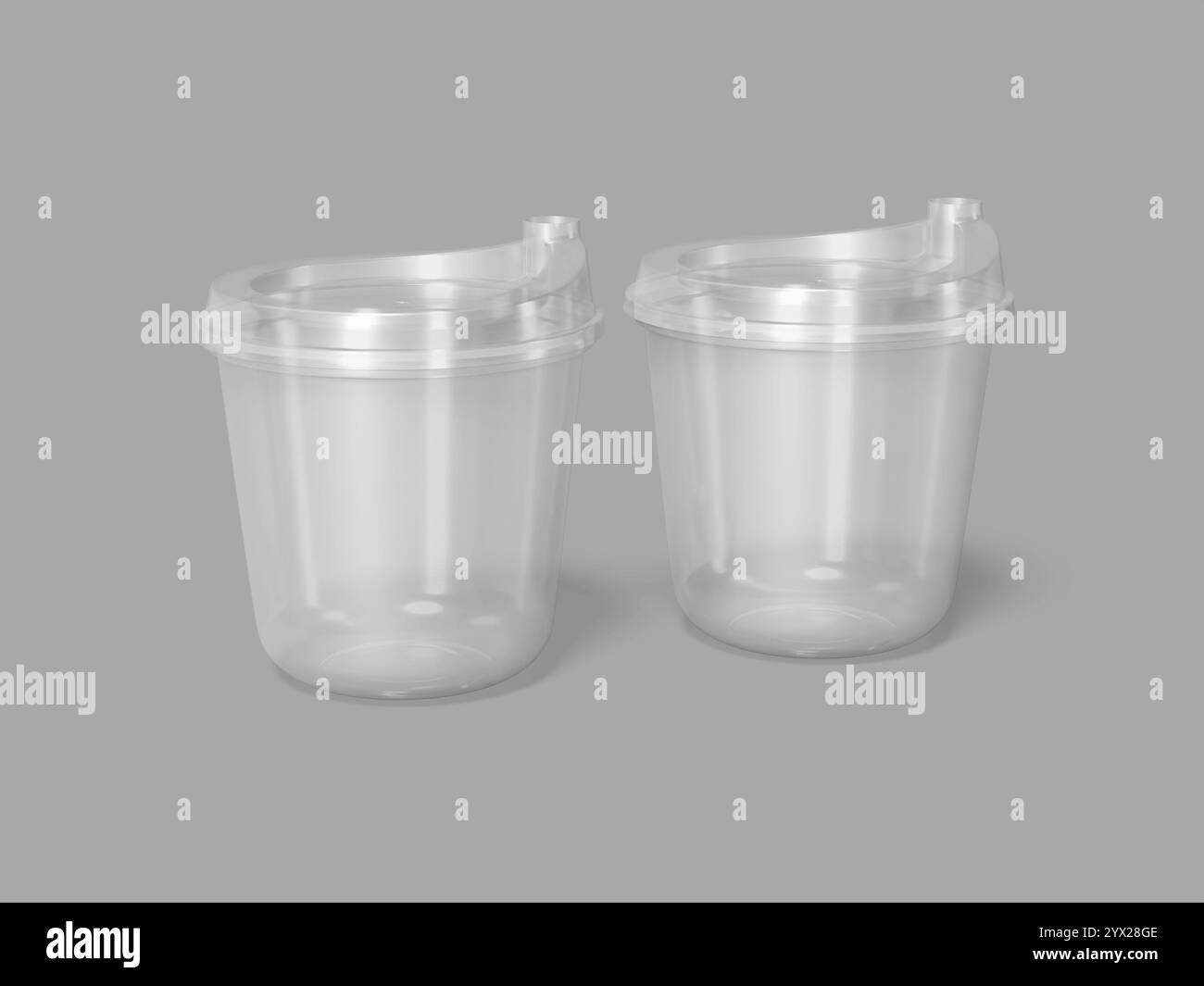 Two Transparent Plastic Cup Mockup 3D Rendering Stock Photo - Alamy