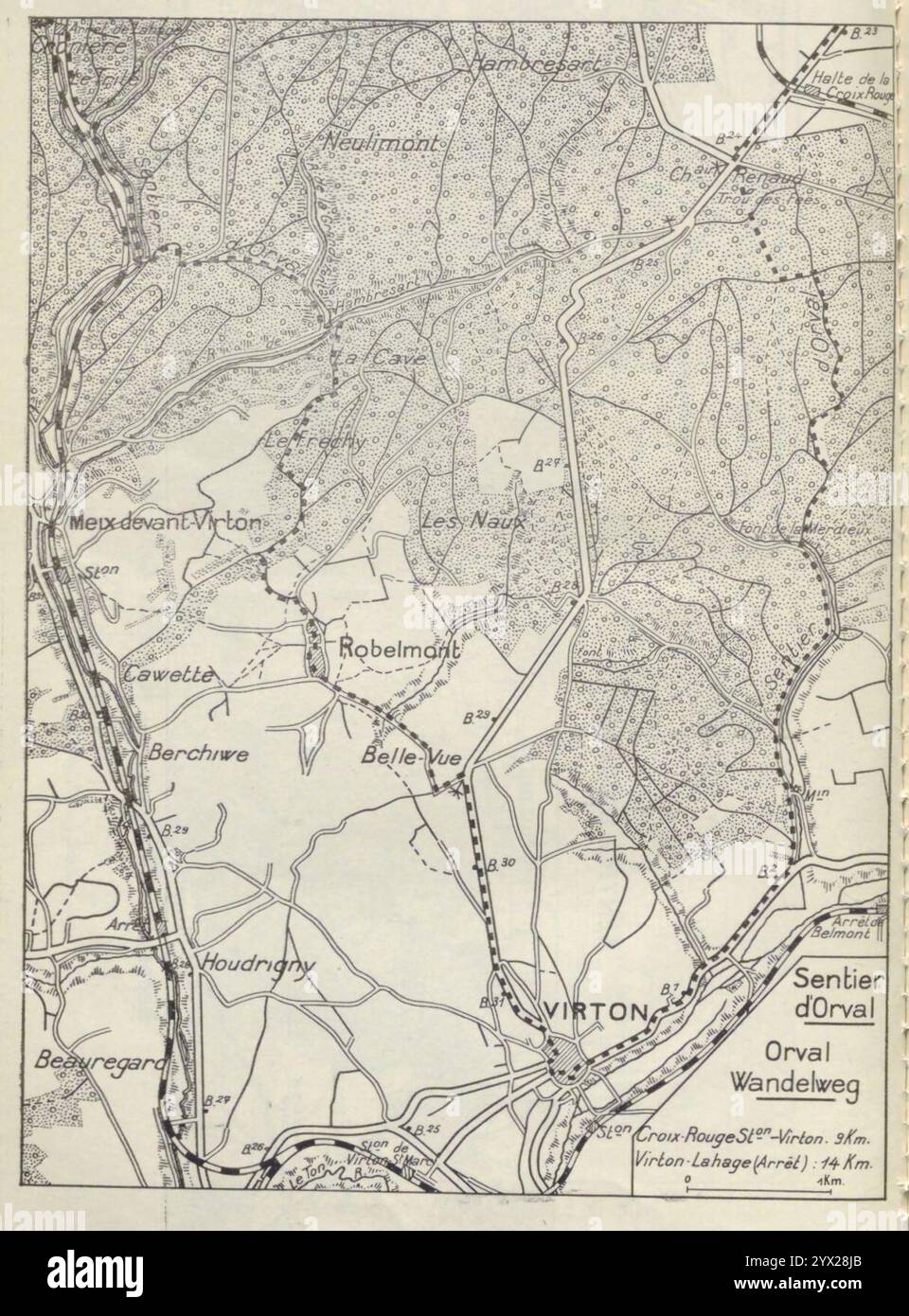 Croix Rouge - Lahage, map from Cosyn guides, Semois Valley Stock Photo ...