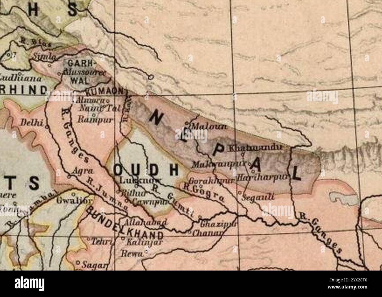 Cropped image of Map of India 1823 Stock Photo - Alamy