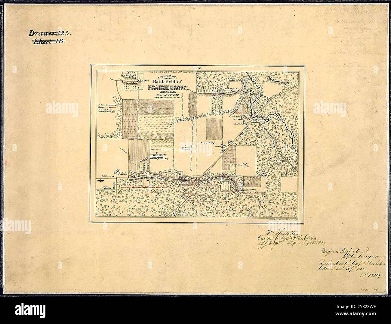 Croquis of the Battlefield of Prairie Grove, Arkansas. December 7th ...