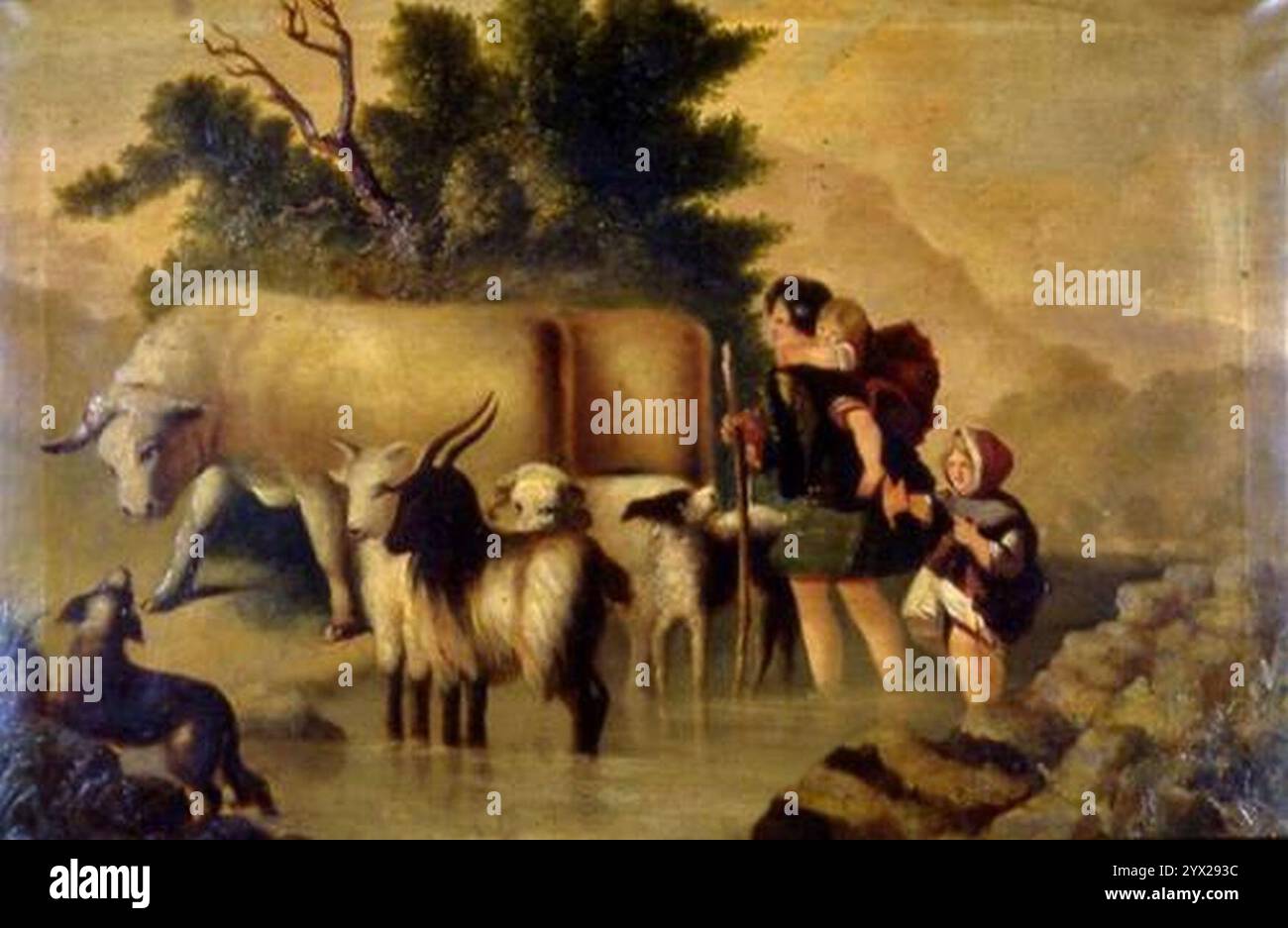 Crossing the Brook - George Paul Chalmers Stock Photo - Alamy