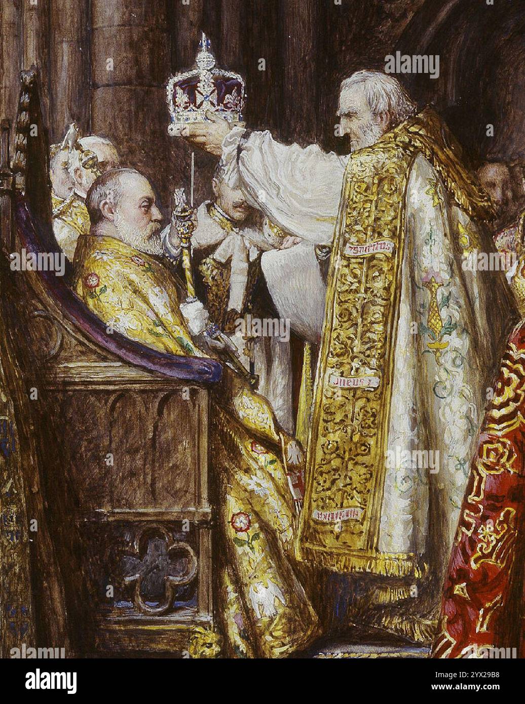 Crowning of Edward VII (by John Byam Liston Shaw) (cropped Stock Photo ...