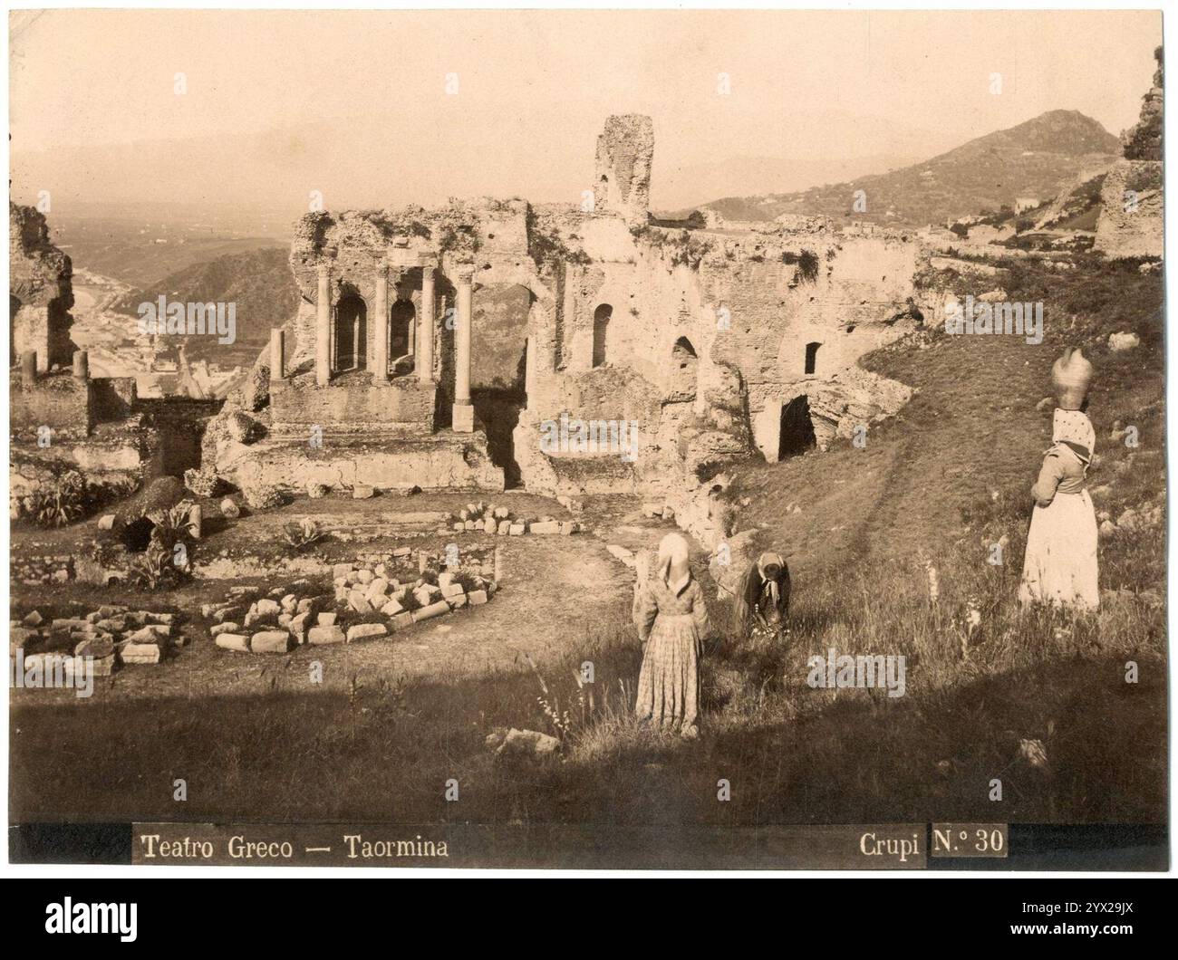 Crupi, Giovanni (1849-1925) - n. 0030 - Teatro Greco - Taormina Stock ...