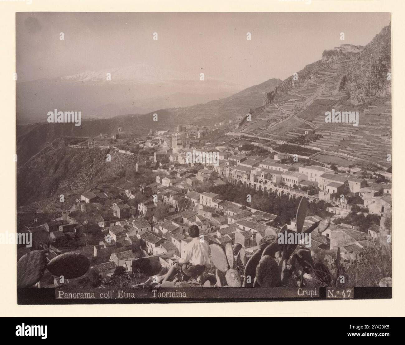 Crupi, Giovanni (1849-1925) - n. 0047 - Panorama coll'Etna - Taormina ...