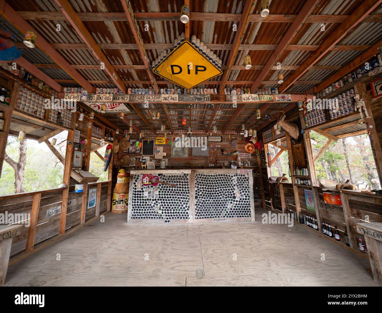 Interior of the Cartoon Saloon near Comfort, Texas. The roadside ...