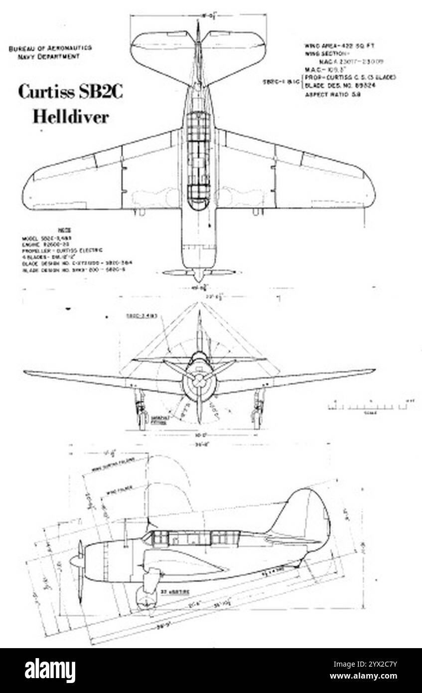 Curtiss SB2C Helldiver BuAer 3 side view Stock Photo - Alamy