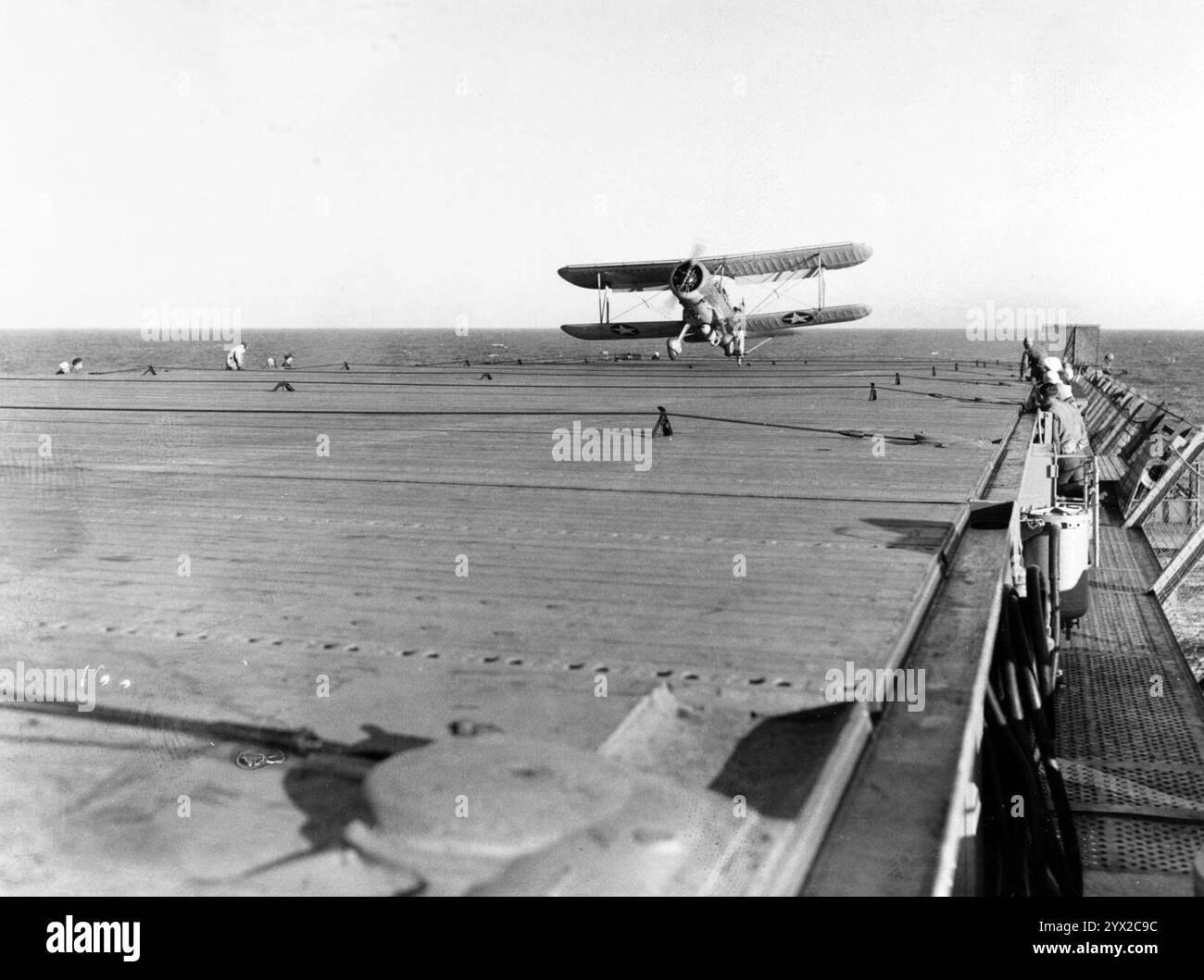 Curtiss SOC-3A Seagull landing aboard USS Long Island (AVG-1) on 17 ...