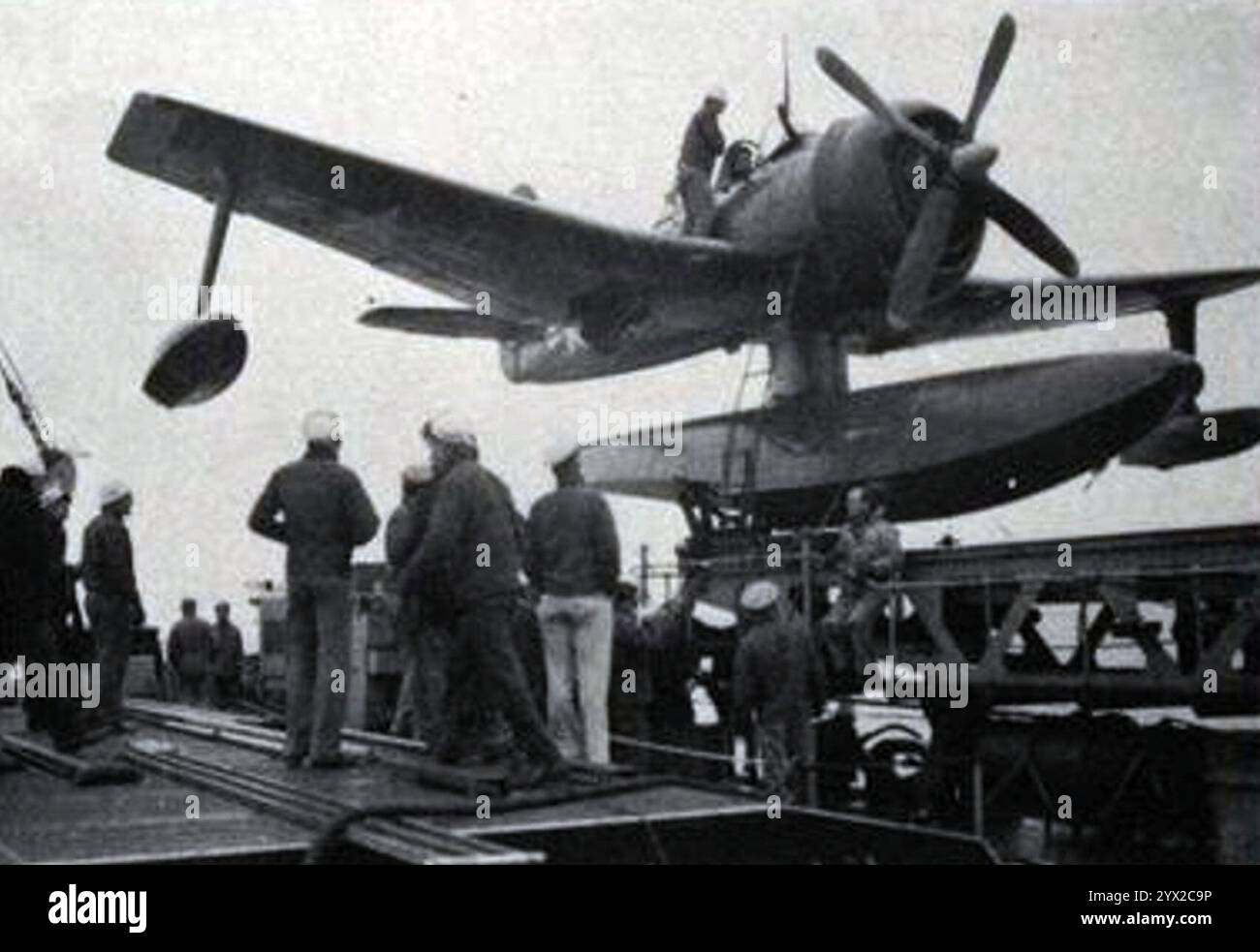 Curtiss SC Seahawk floatplane aboard USS Portsmouth (CL-102), circa in ...