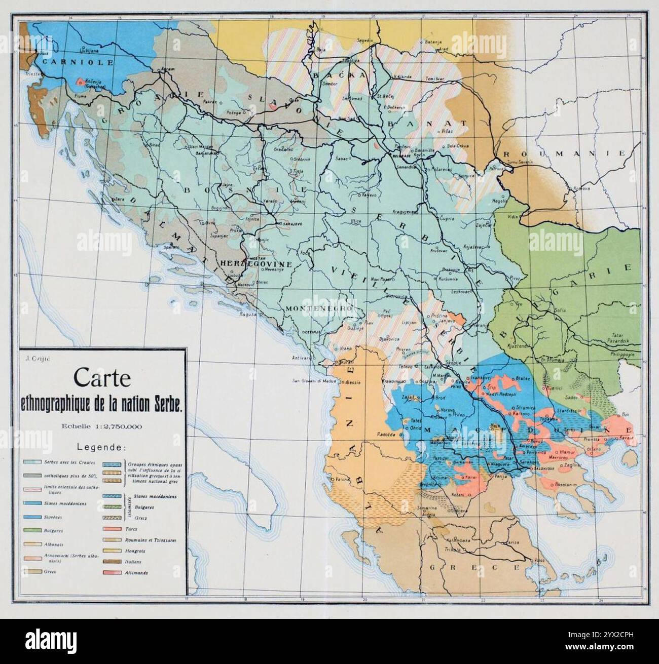 Cvijic map 1909 Stock Photo - Alamy