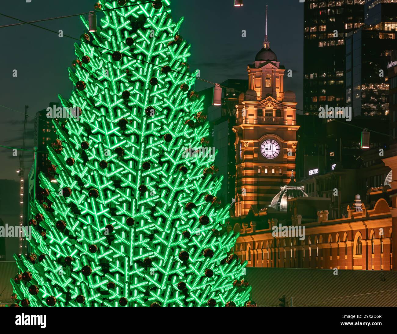 Melbourne Australia at Christmas. The Federation Square Christmas tree ...