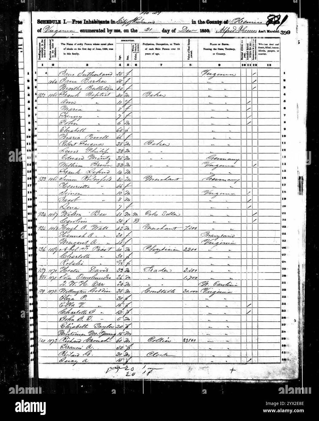 1850 census Black and White Stock Photos & Images - Alamy