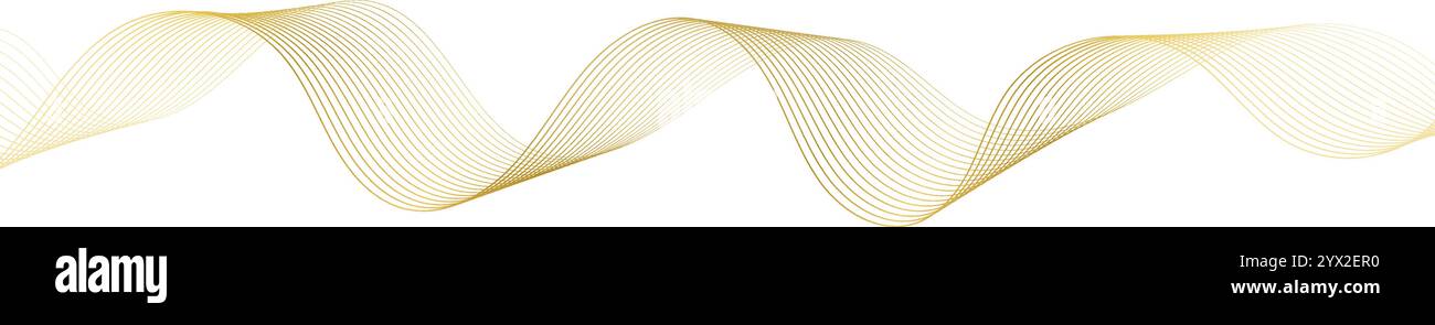 Golden line wave, abstract wavy curves, luxury flow art ribbons ...