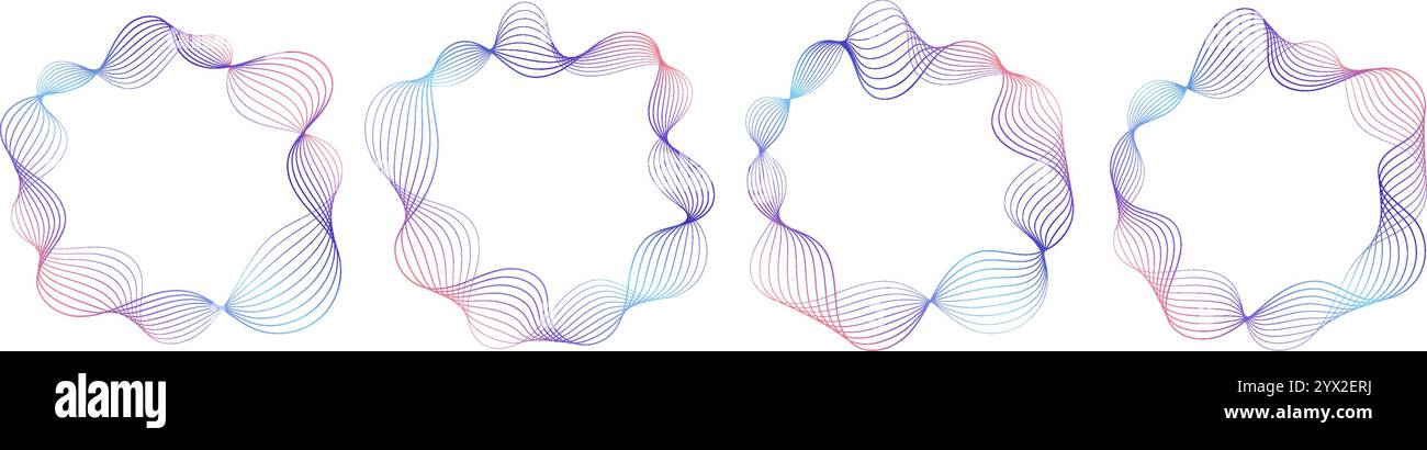 Abstract wavy frames set, colorful flowing borders isolated on white Stock Vector Image & Art ...