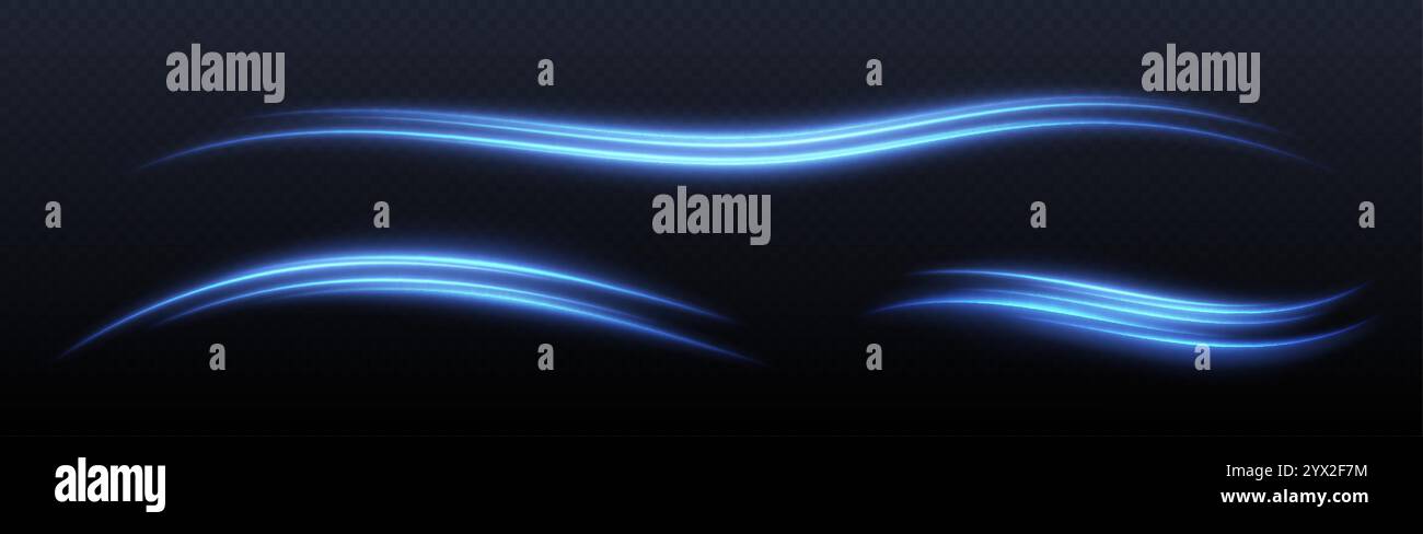 Speed lines light effect, glowing magic rays, abstract waves and curves ...