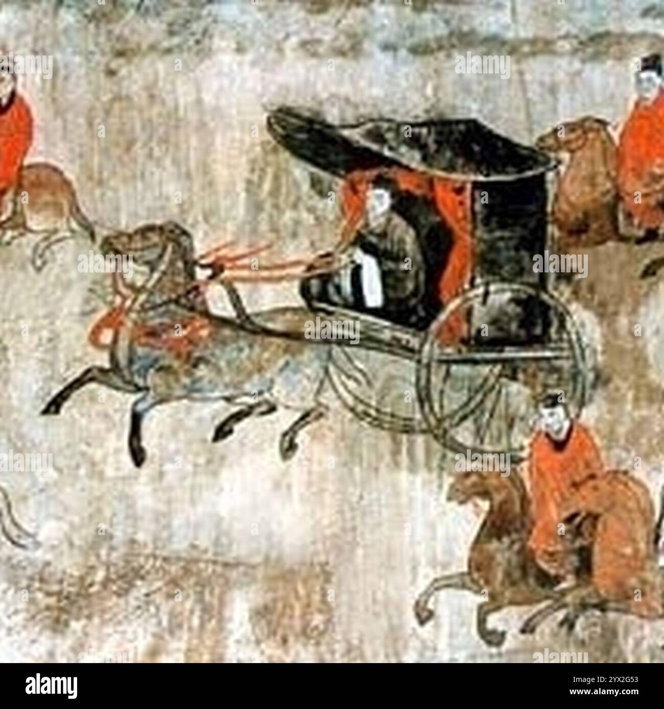 Dahuting Tomb mural, cavalry and chariots, Eastern Han Dynasty ...