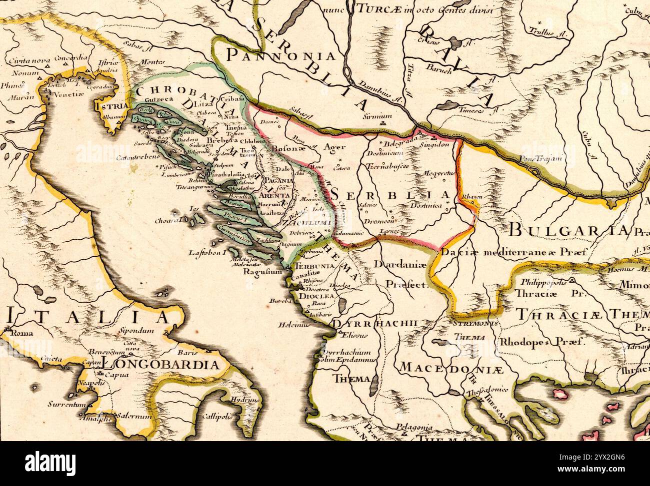 Dalmatiæ Thema, Chrobatia, Serbia, Italia. Guillaume Delisle, Imperii ...