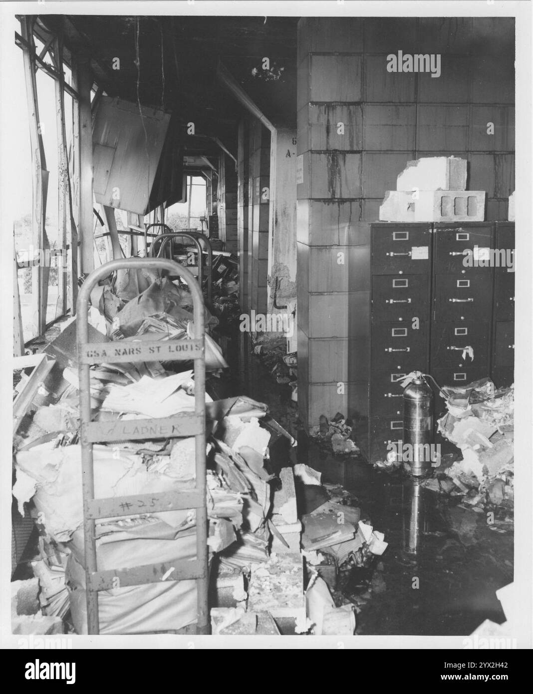 Damage to interior of the National Personnel Records Center, St. Louis ...