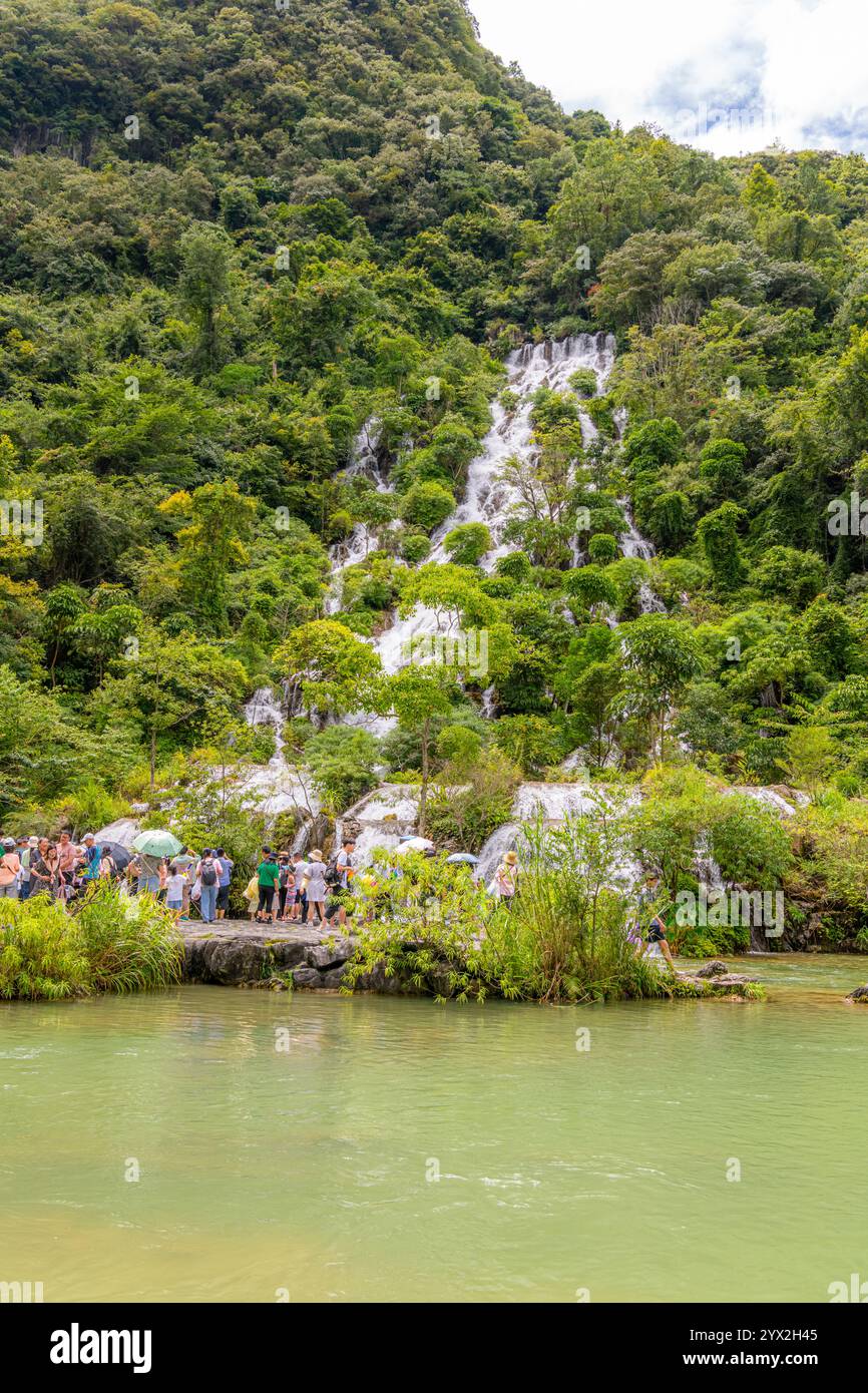 Tall waterfall in Xiaoqikong scenic spot, Libo County, Guizhou Province ...