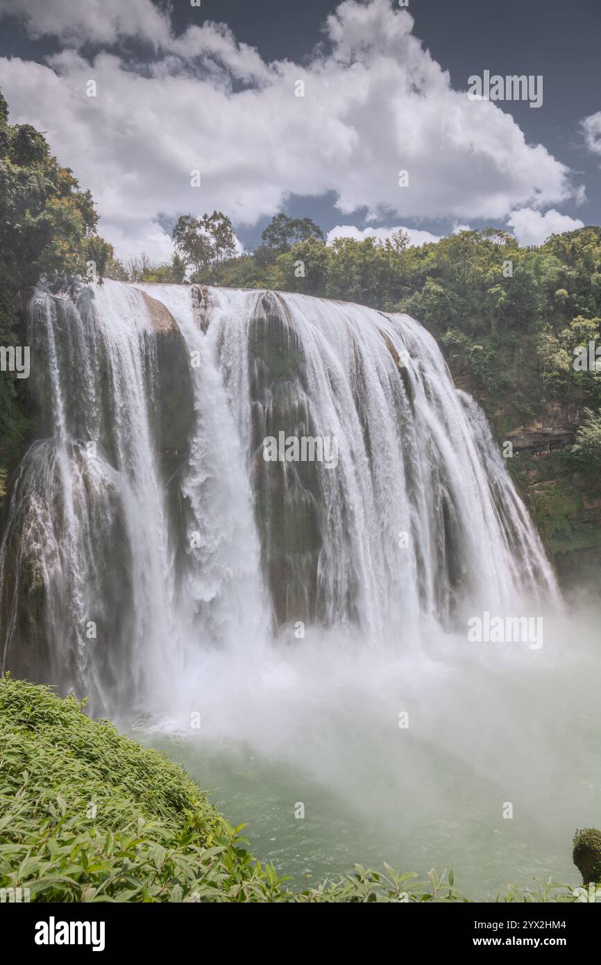 Huangguoshu Waterfall, biggest waterfall in China, blue summer sky ...