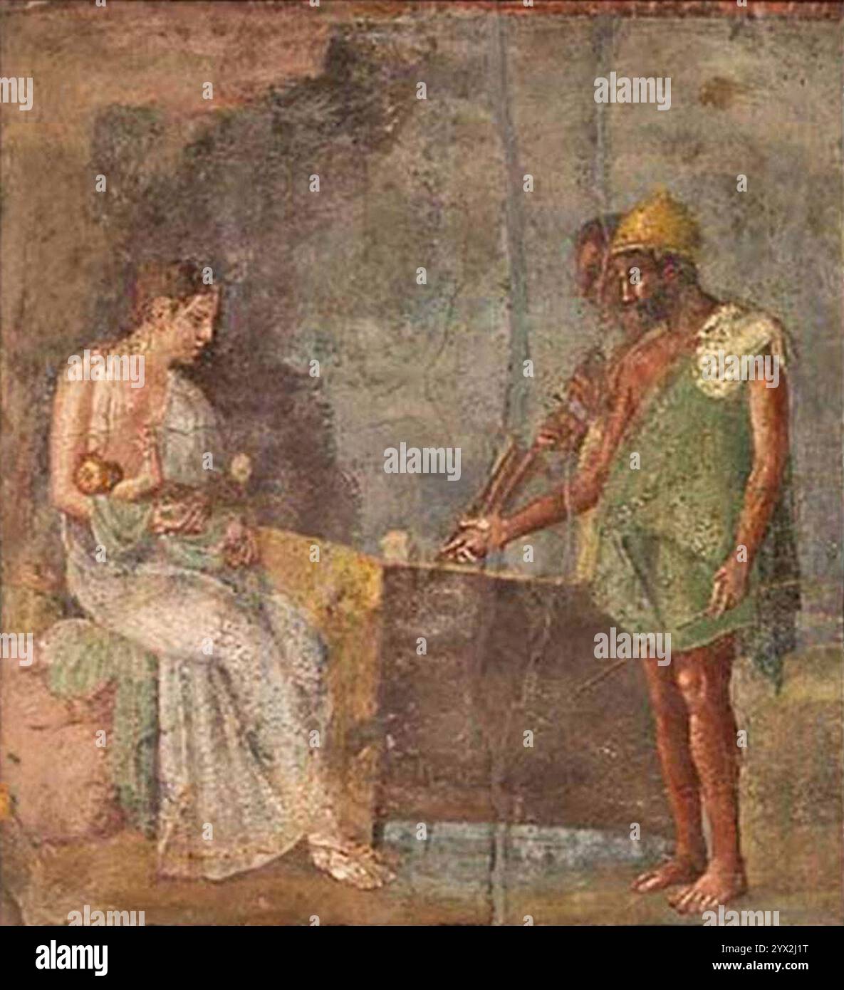 Danae cradling baby Perseus arriving in Seriphos on west wall of exedra ...