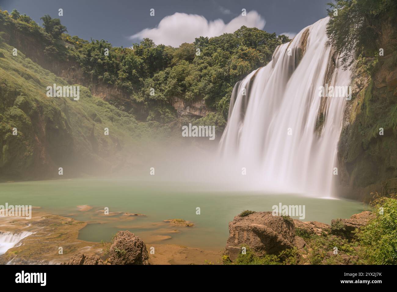 Beautiful scenery of Huangguoshu Waterfall shot on a long exposure ...