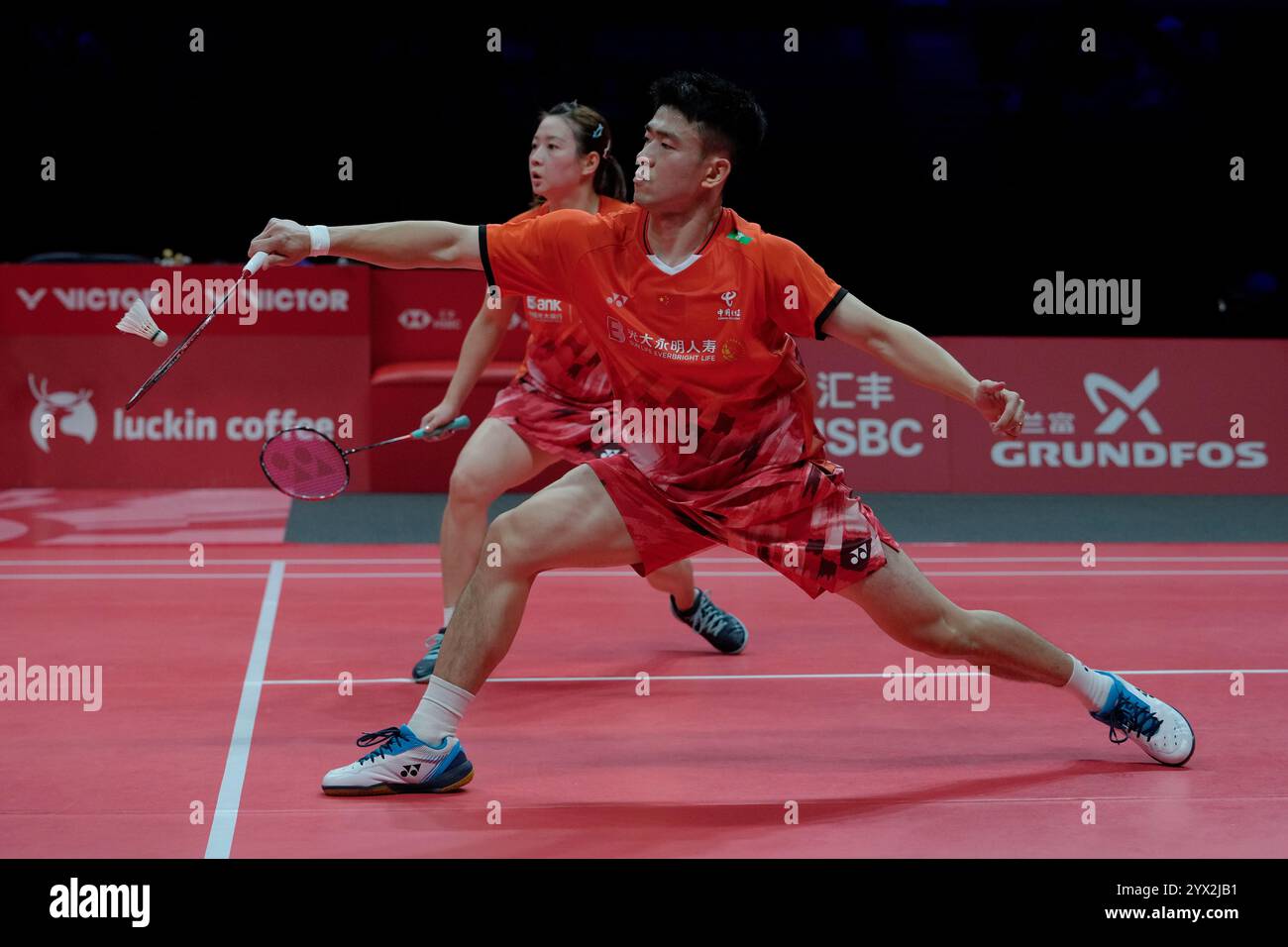 Zheng Si Wei, right, and Huang Ya Qiong of China play against Yang Po-Hsuan and Hu Ling Fang of ...