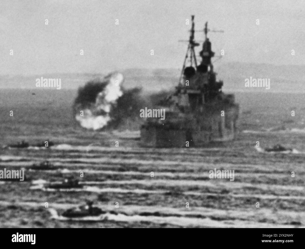 D-Day, 15 June 1944 firing by USS Indianapolis (CA-35), flagship of ...