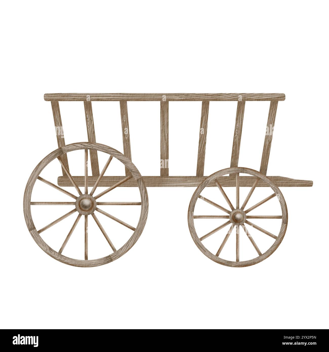 Rustic wooden wagon for farm and harvest on transparent background ...