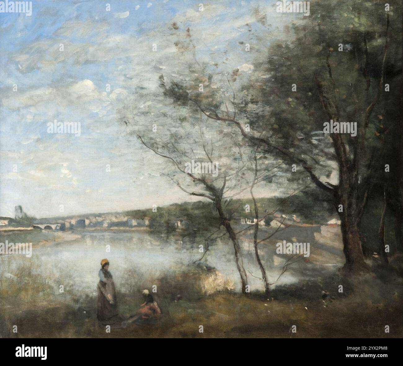Jean-Baptiste Camille Corot - Corbeil vu de loin, Derriere les arbres ...