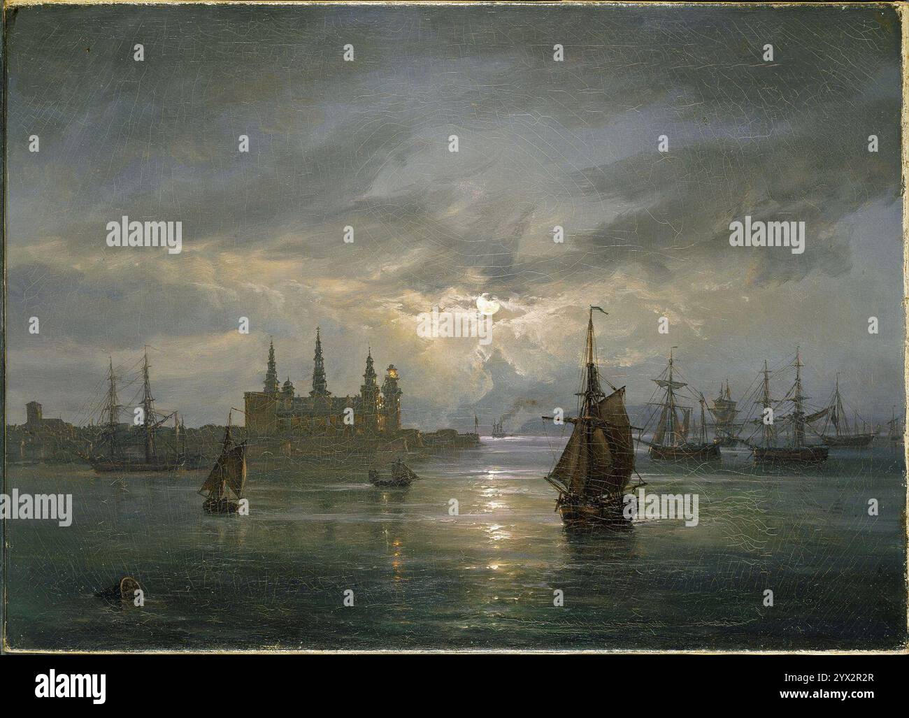Johan Christian Dahl - Kronborg Castle in Moonlight Stock Photo - Alamy