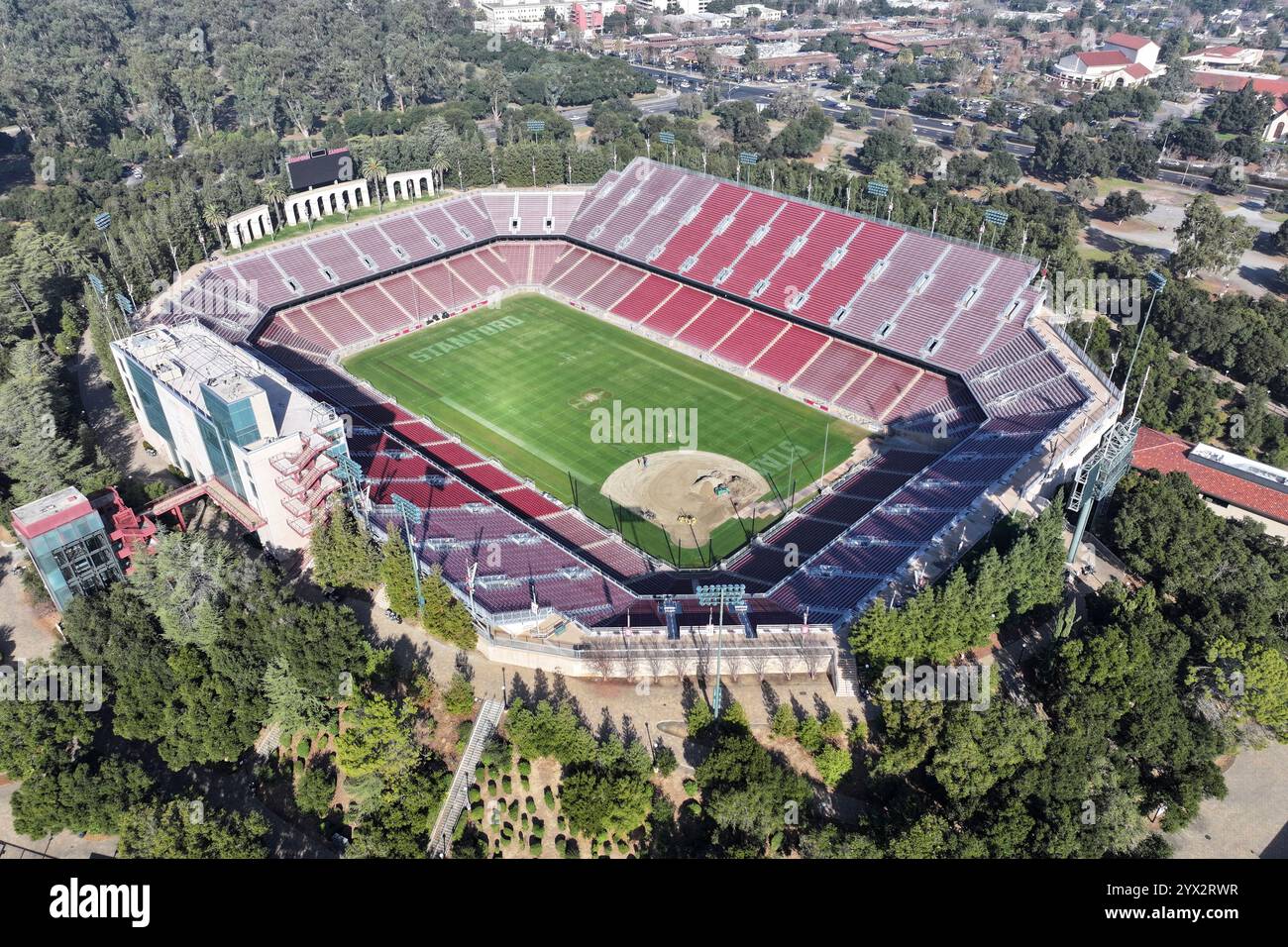A general overall aerial view of Stanford Stadium on the Stanford ...