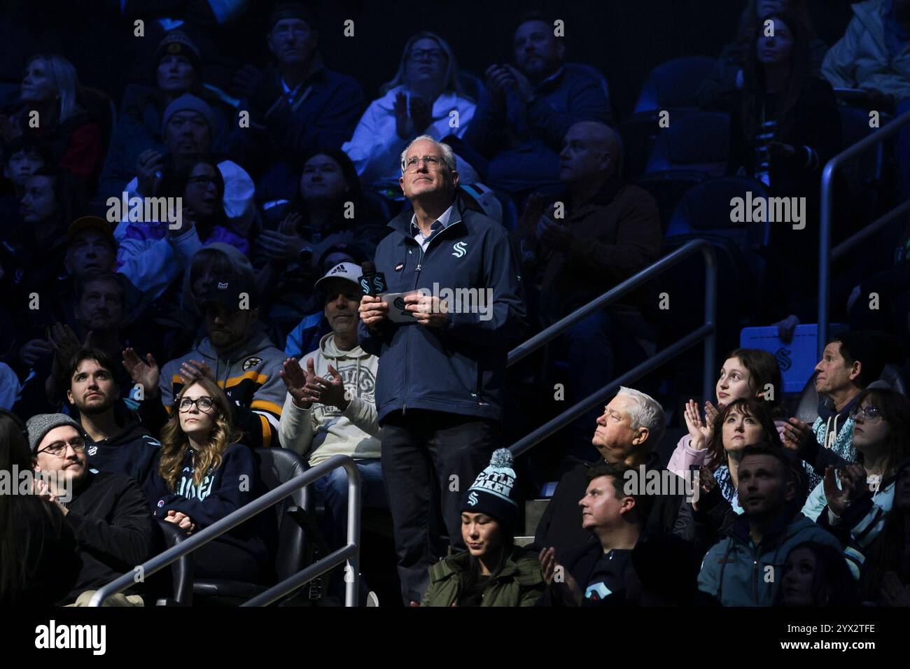 Oak View Group co-founder Tim Leiweke looks up after introducing a ...
