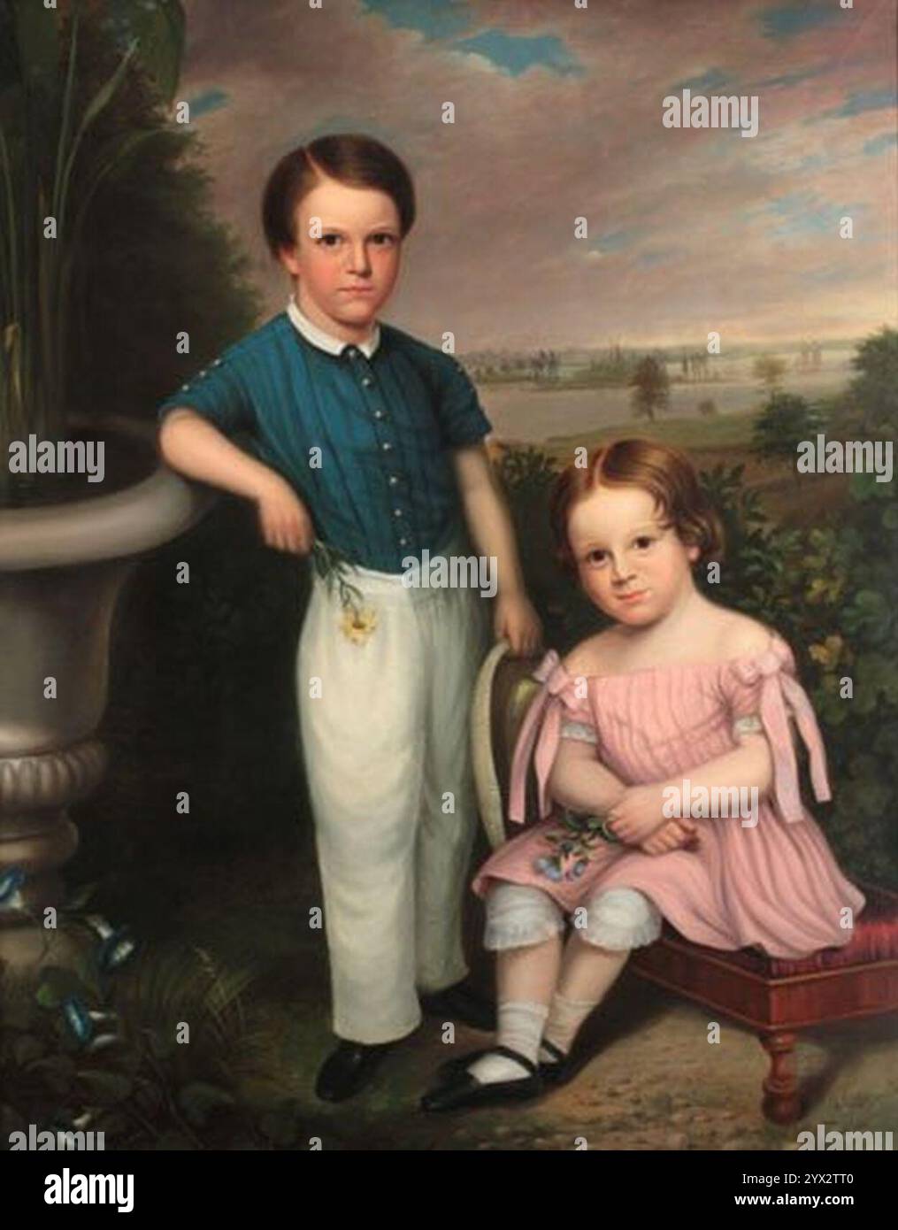 Two Children by George Cooke Stock Photo - Alamy