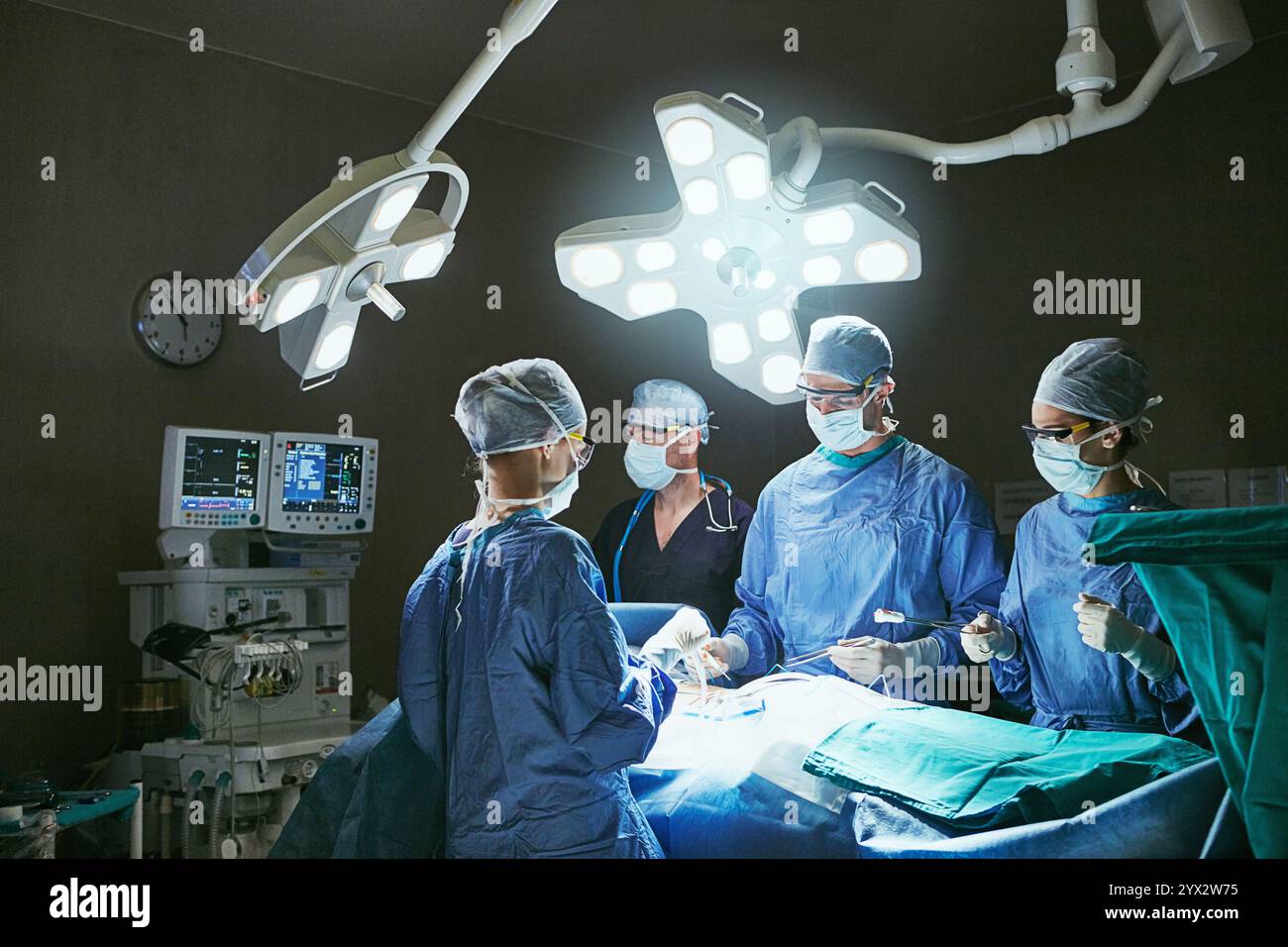 Doctors, nurses and patient for surgery, teamwork and support for ...
