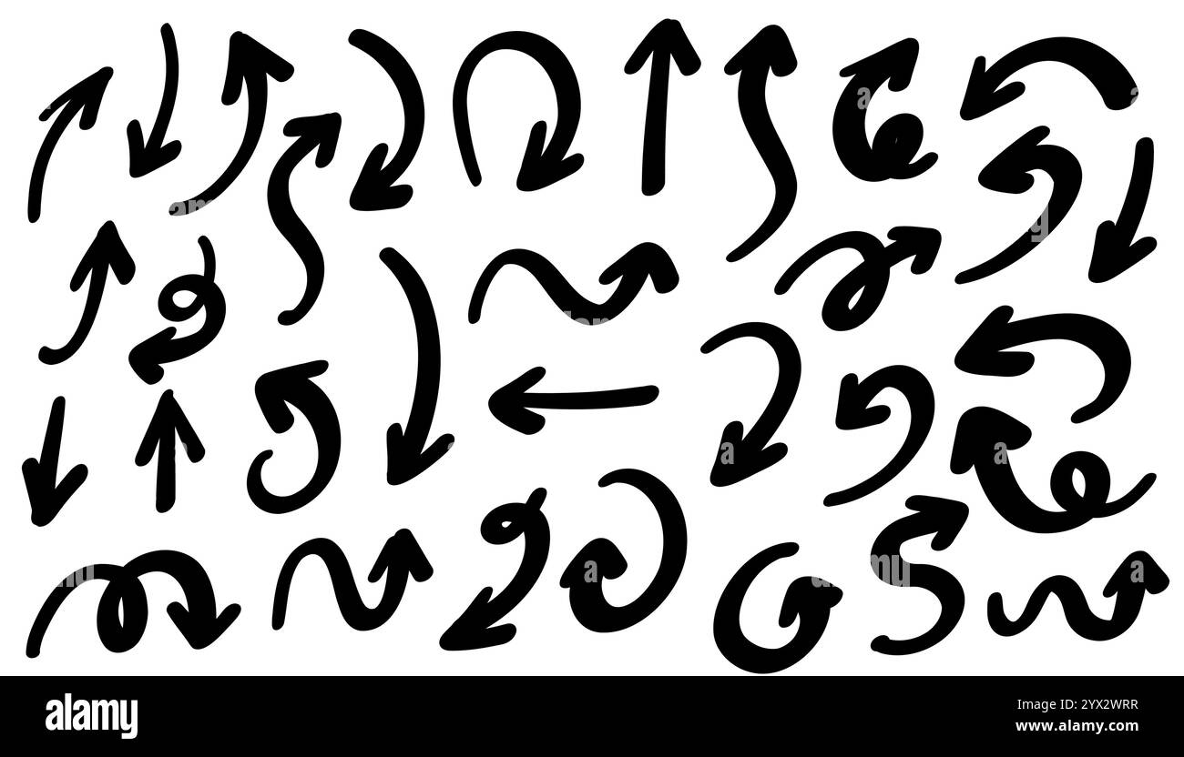 Hand drawn arrow. Sketch arrow design for business plan and education ...