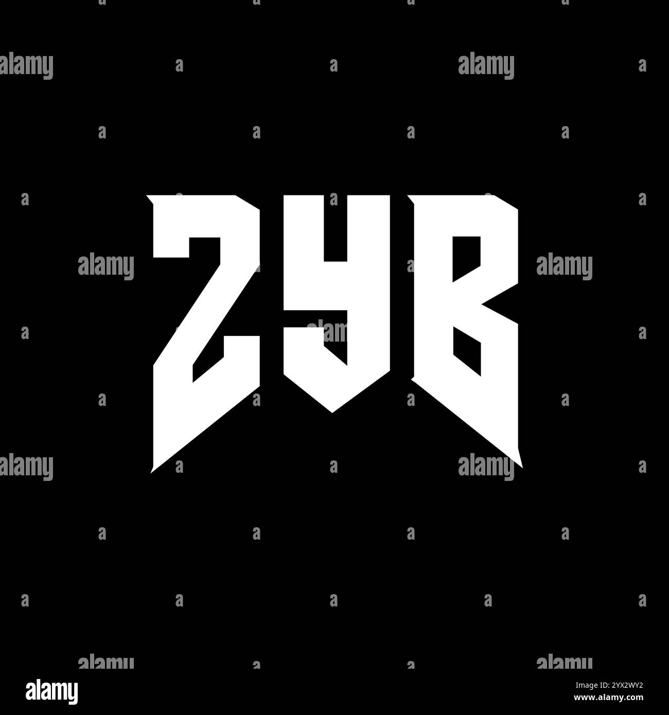 ZYB letter logo design for technology company. ZYB logo design black and white color combination ...