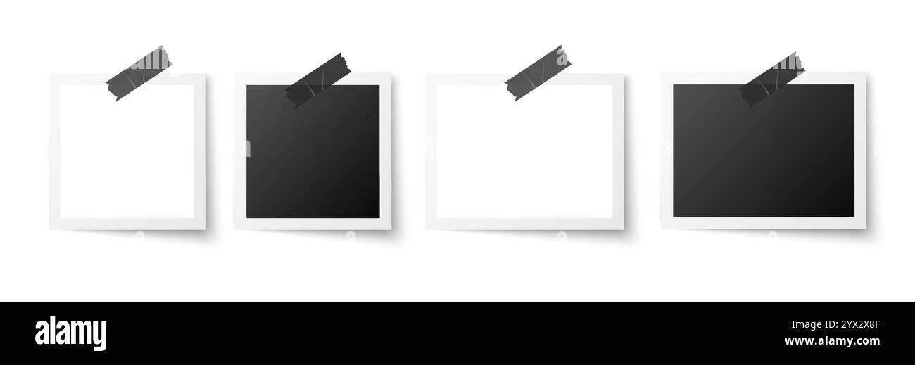 Realistic Old Photo Frames Set, Blank Retro Picture Template, Vintage ...