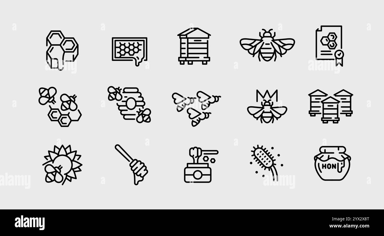 Bee Icons set Stock Vector Image & Art - Alamy