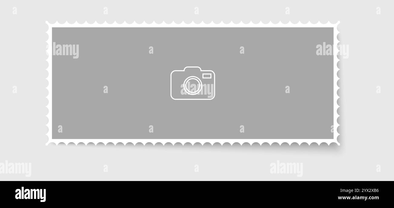 Postage stamp frame. Empty border template for postcards and letters. Blank rectangle postage ...