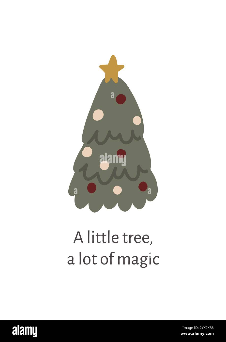 Cozy Christmas Tree with Star and Minimalist Typography A Little Tree ...